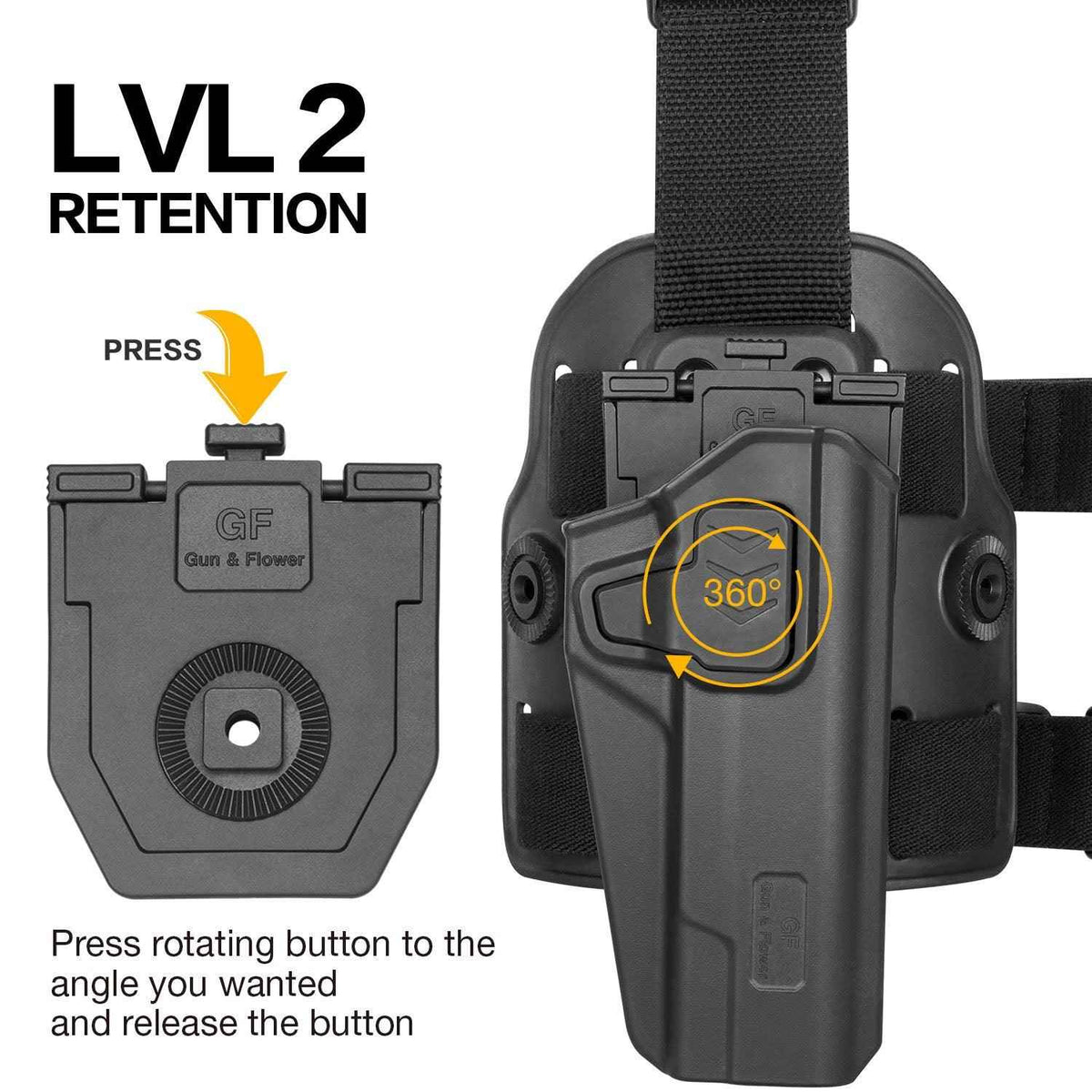 Level II Tactical Universal Drop Leg Holster Fits 100+ Pistols